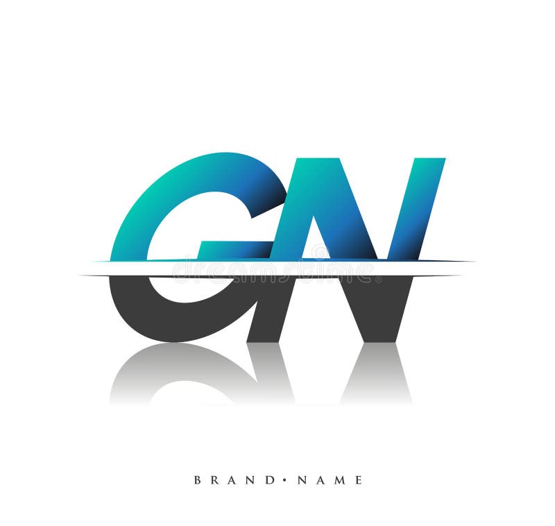 GN Initial Logo Company Name Colored Black and Blue, Simple and Modern ...