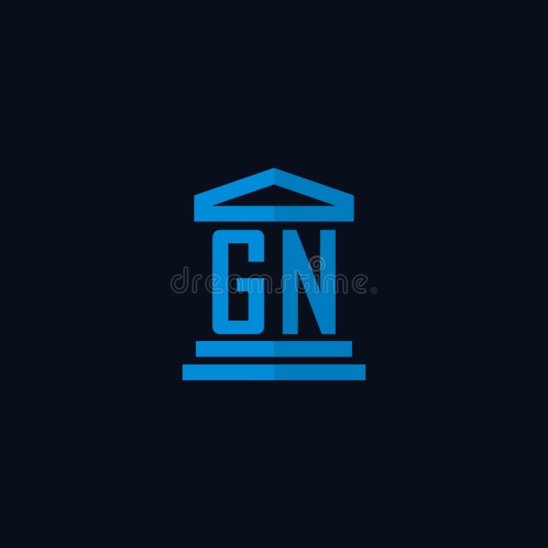 GN Initial Logo Monogram with Simple Courthouse Building Icon Design ...