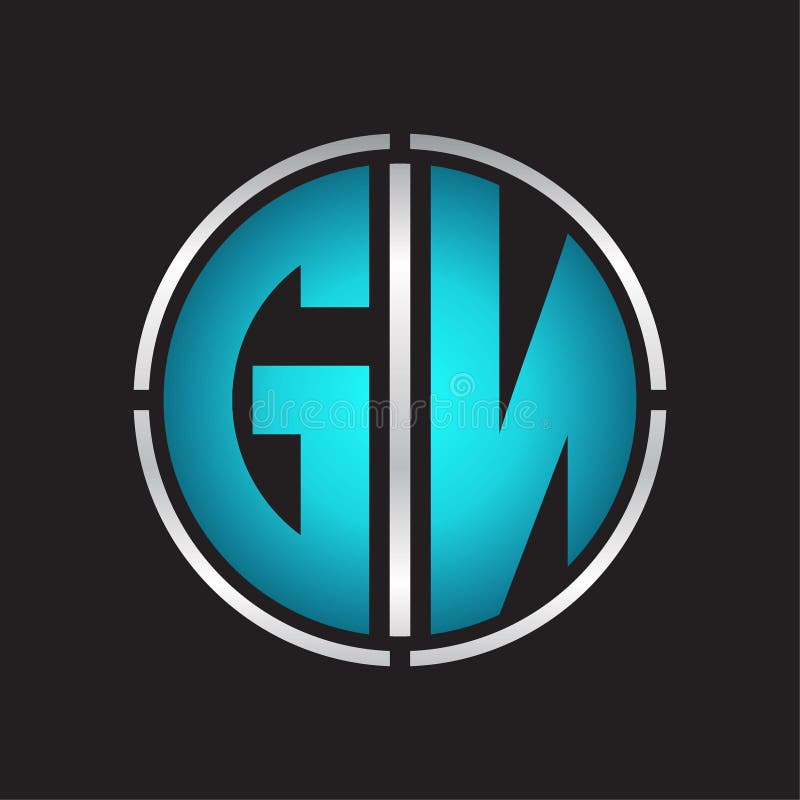 GN Logo Initial with Circle Line Cut Design Template on Blue Colors ...