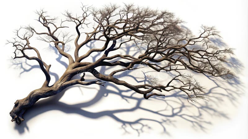 A Gnarled, Leafless Tree Branch Dramatically Casts an Intricate Shadow ...