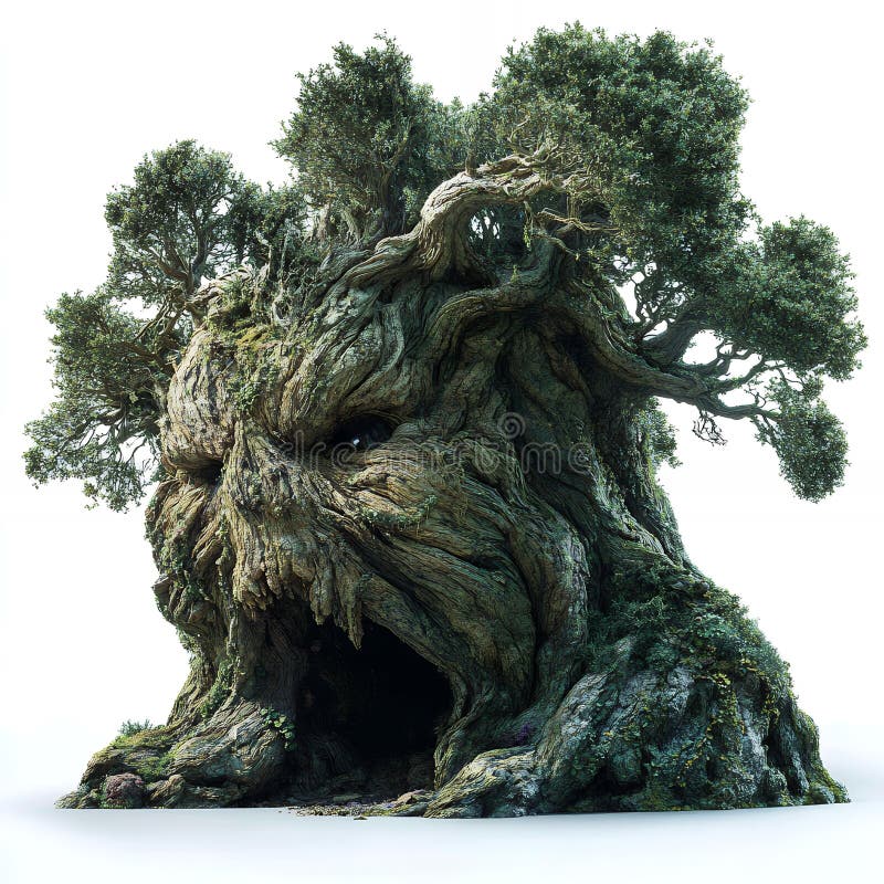 A Gnarled Tree Trunk Forms a Menacing Face with a Gaping Mouth Stock ...