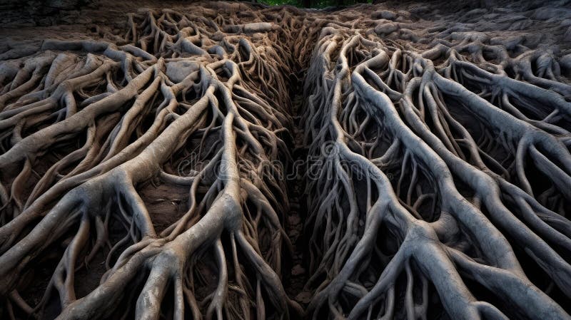 Gnarled Underground Tree Roots Stock Illustration - Illustration of ...