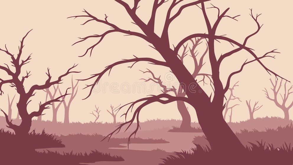 Gnarly Bare Tree in Desolate Landscape Vector, Vector Design Generative ...