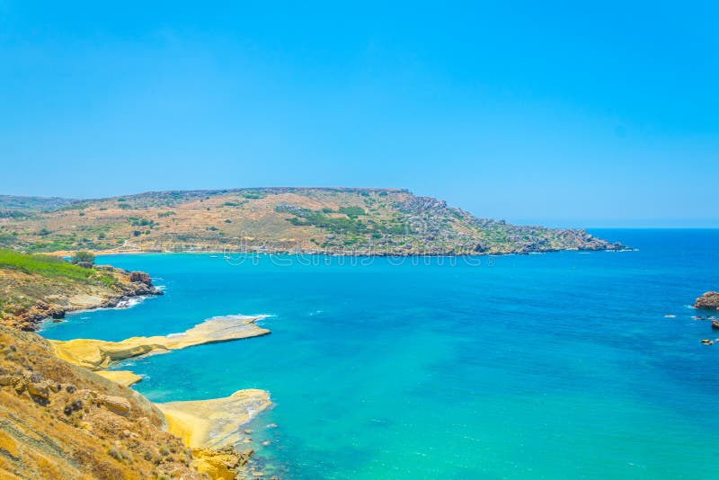 Gnejna bay on Malta stock photo. Image of vacation, beach - 216359408