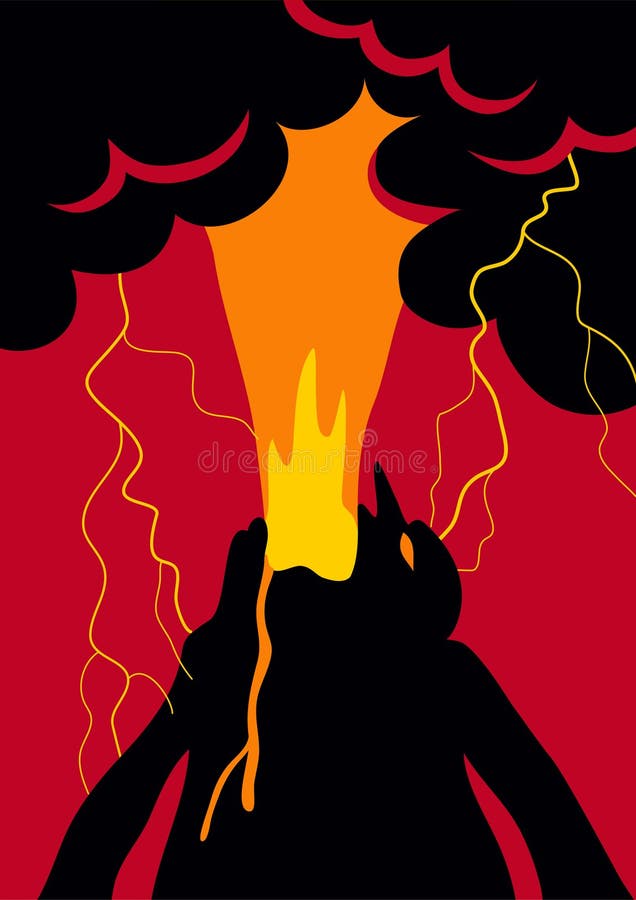 Poster with Human Emotion Anger Allegory in the Form of a Human Volcano ...