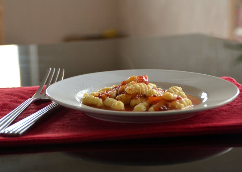Gnocchi on the plate stock photo. Image of food, france - 87519344