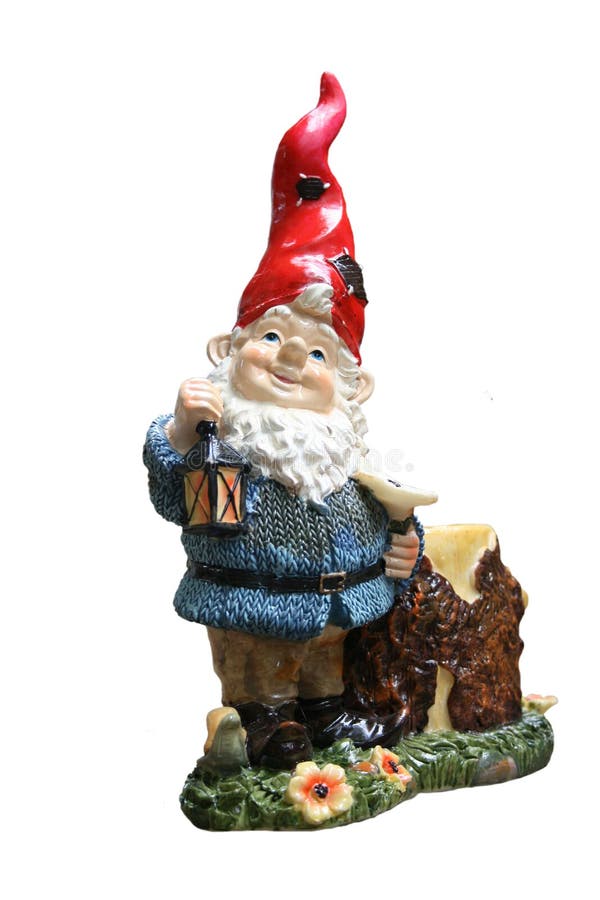 Gnome in Green Suit and Red Pointed Hat in Back Side View Stock Photo ...