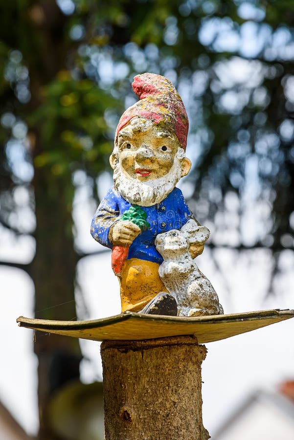 A Gnome Dwarf Statue in the Garden Stock Photo - Image of color ...