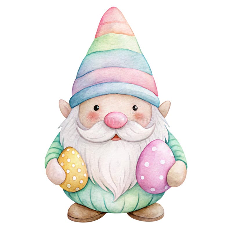 Gnome Easter Clipart Painting Watercolor Stock Vector - Illustration of ...