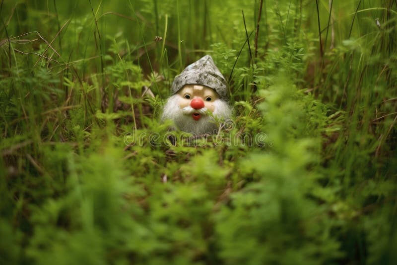 Gnome Face Down in a Patch of Overgrown Grass Stock Illustration ...