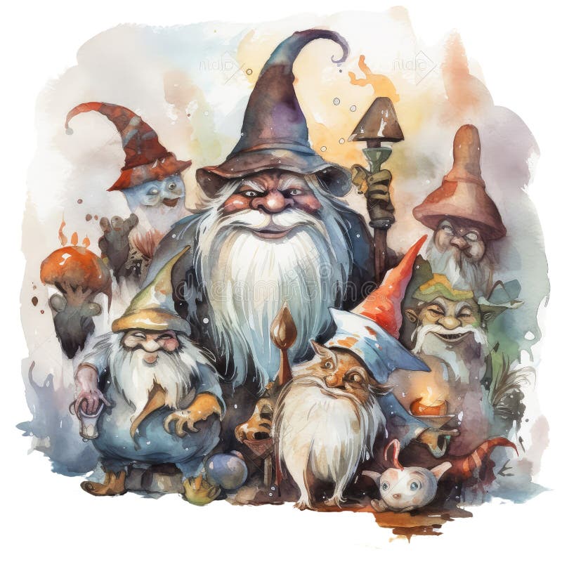 Halloween Magic Gnome Delights in Enchanting Watercolor Stock ...