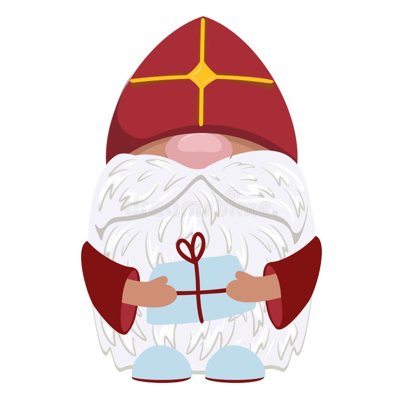 Gnome Saint Nicholas Character. Saint Nicholas with a Gift Stock Vector ...
