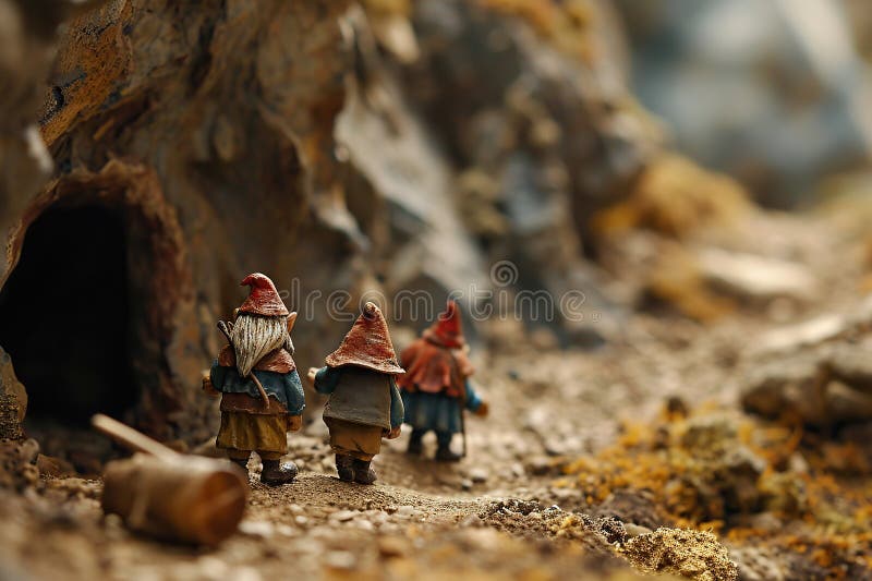 The Gnomes Go into the Mine. Mining Concept. Generative AI Stock ...