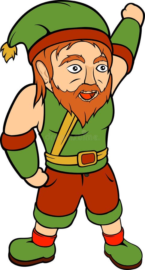 Gnomo joven feliz verde ilustración del vector. Ilustración de hada ...