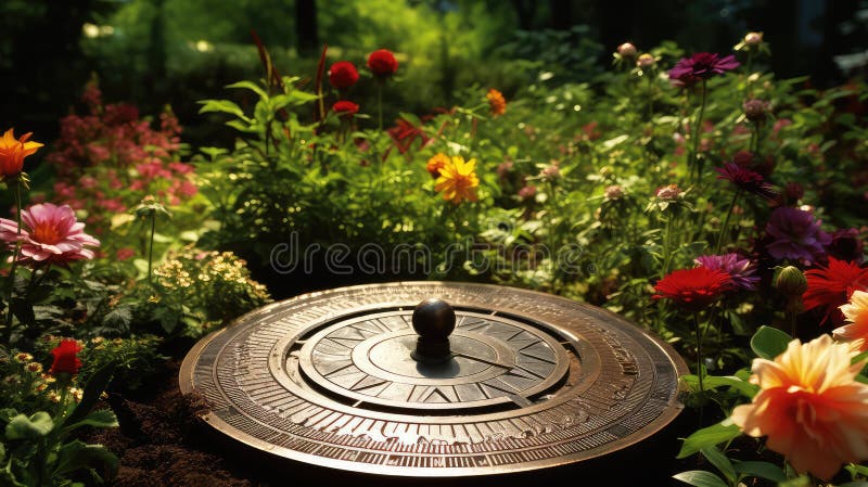 Gnomon sun dial stock illustration. Illustration of daisies - 383414219