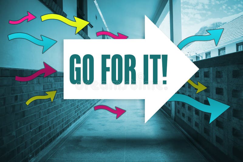 Go for it! Against Empty Hallway Stock Illustration - Illustration of ...