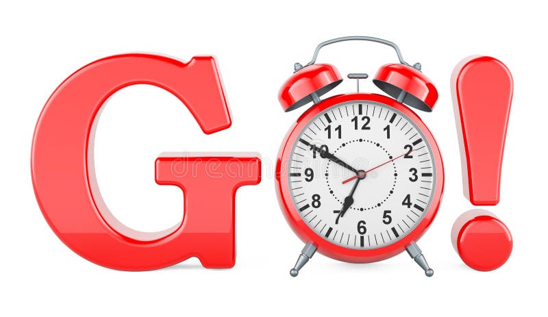 Go with Alarm Clock, 3D Rendering Stock Illustration - Illustration of ...
