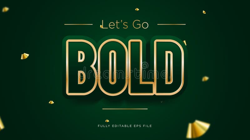 Go Bold Gold Green Text Effect Stock Illustration - Illustration of ...