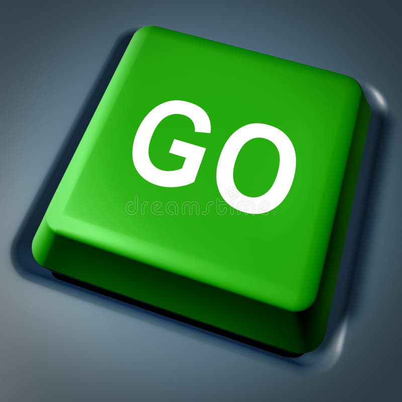 Go Button Computer Key Green Press Proceed Stock Illustration ...