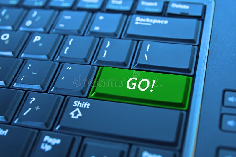 Go! Button on keyboard stock photo. Image of success - 29138792