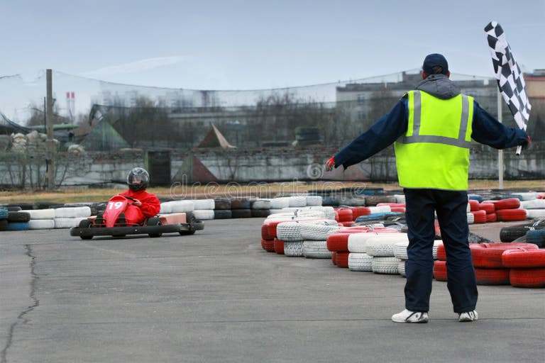 Go cart race. Finish stock photo. Image of checker, flag - 15036356