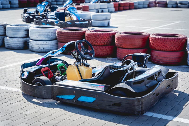 Go Carts at the Track and Ready To Start Stock Image - Image of ...