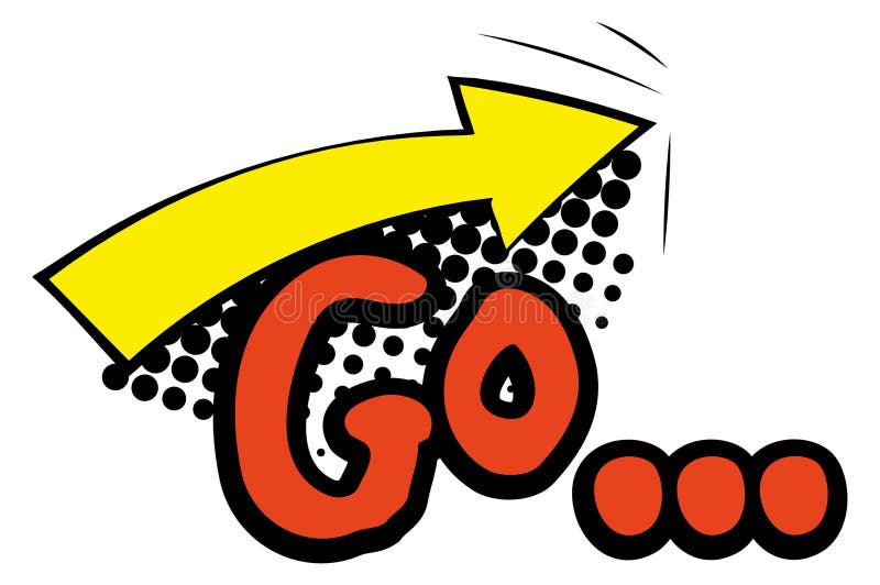 Go Comic Sticker with Arrow and Halftone Shadow Stock Vector ...