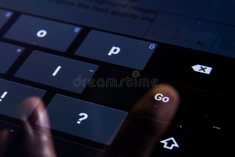 Go Enter Button Digital Keyboard Flat Keys Buttons Press Finger Black ...