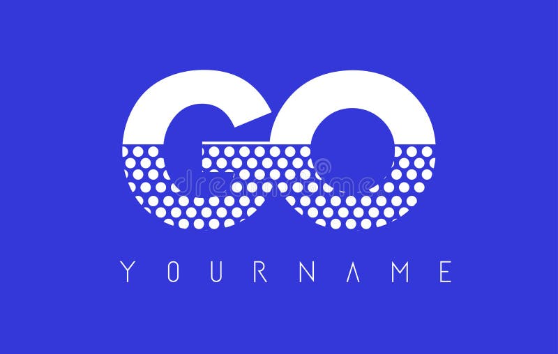 GO G O Dotted Letter Logo Design with Blue Background. Stock Vector ...