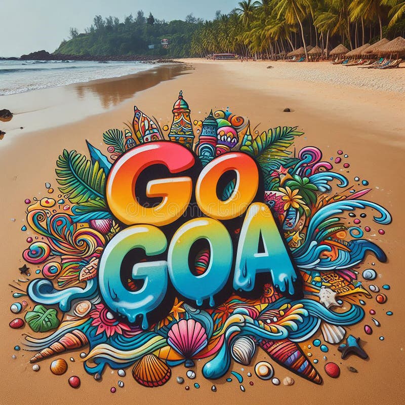 GO GOA TEXT on the BEACH stock illustration. Illustration of sunlight ...