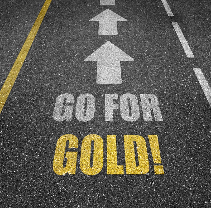 Go for gold road markings stock image. Image of message - 89813849
