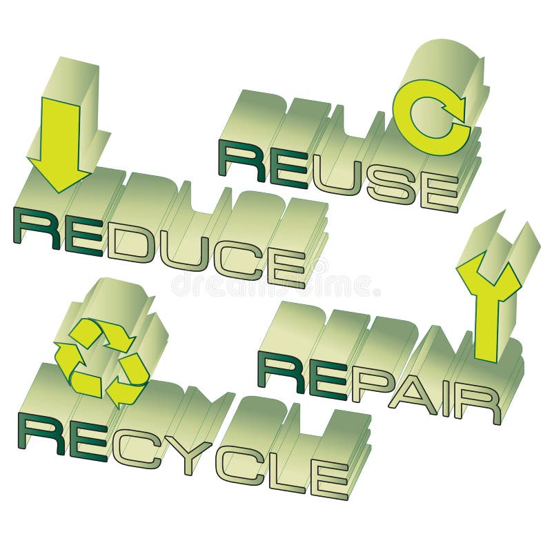 5R Chart Reduce ,Reuse ,Recycle, Repair, Reject with Leaf Lamp Light ...