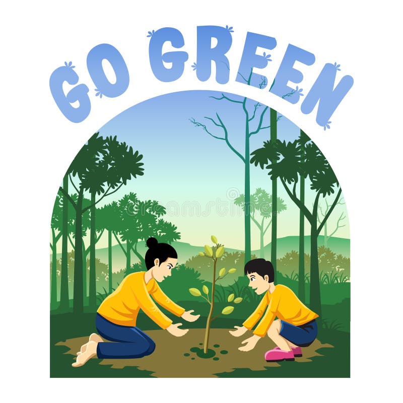 Environmental Concept. Go Green Save the World Illustration Stock ...