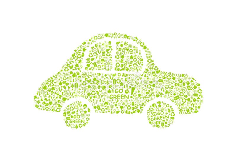 Cottager Driving Green Car with Plants on Roof Stock Vector ...