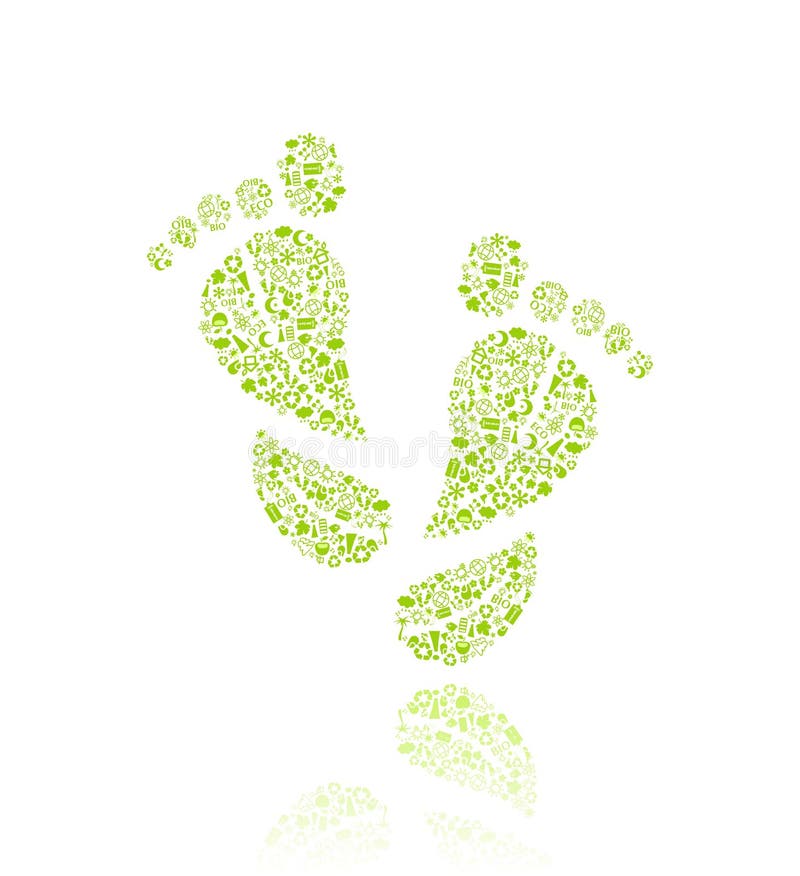 Green Foot Print Icons stock vector. Illustration of ptoone - 6032238