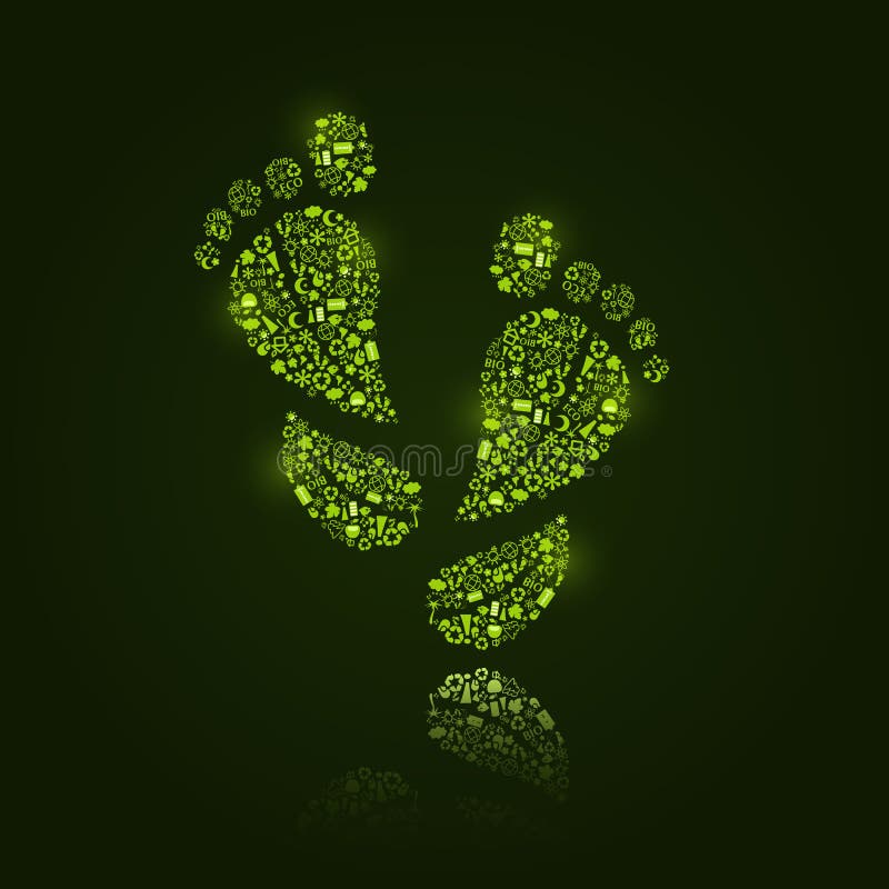 Go Green Eco Pattern in Foot Silhouette Stock Vector - Illustration of ...
