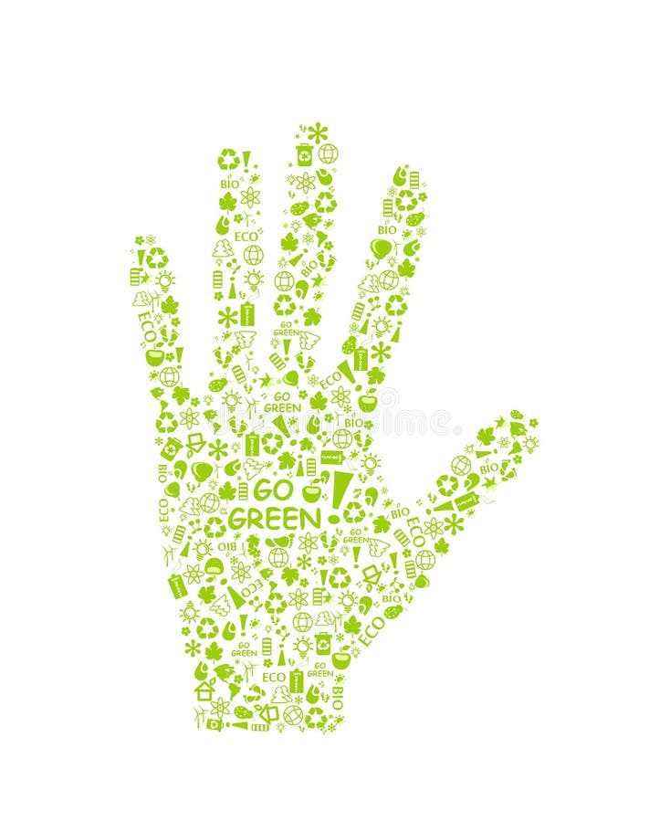 Go Green Eco Pattern on Hand Palm Stock Vector - Illustration of planet ...