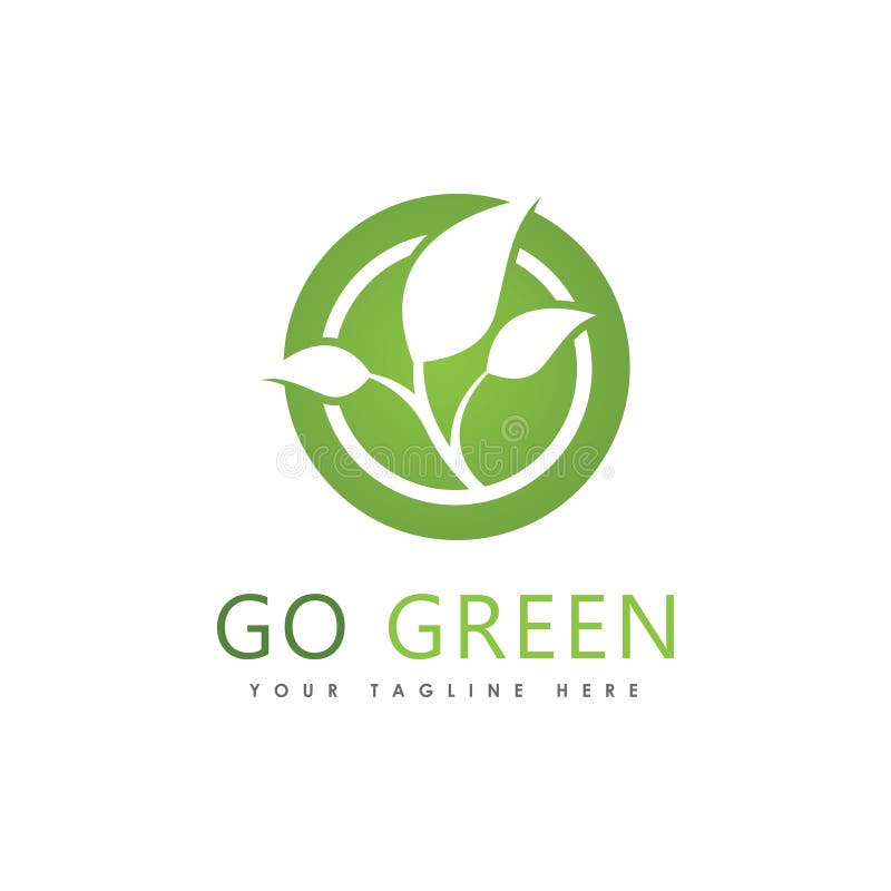 Go Green Eco Tree Leaf Logo Template Design. Stock Vector ...