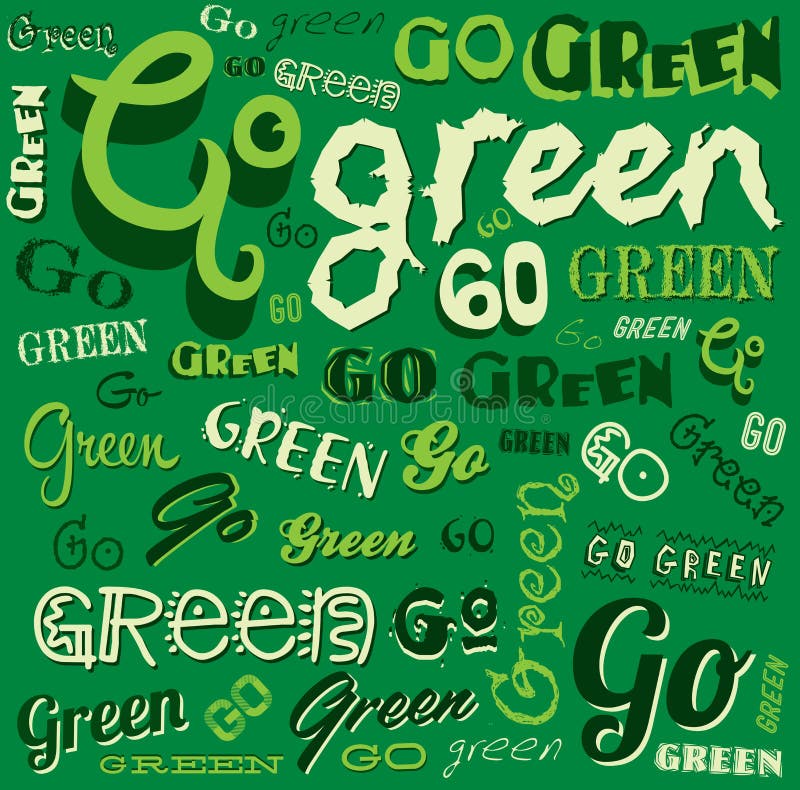 Go Green Word Cloud Green Background Stock Vector - Illustration of ...