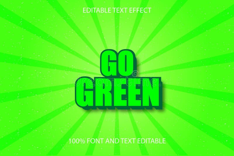 Go Green Editable Text Effect Emboss Retro Style Stock Vector ...
