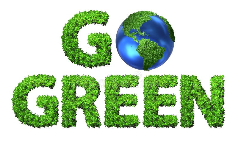 The Go Green Environmental Concept with Letters - 3d Rendering Stock ...