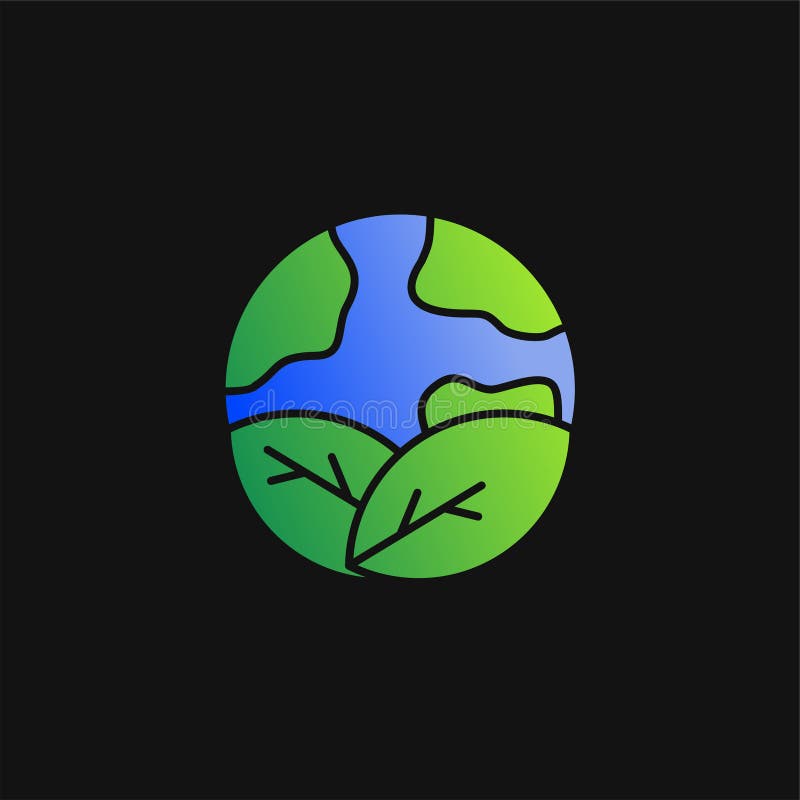 Go Green Globe Earth and Leaf Icon Solid Gradient. Gradient Solid Icon ...