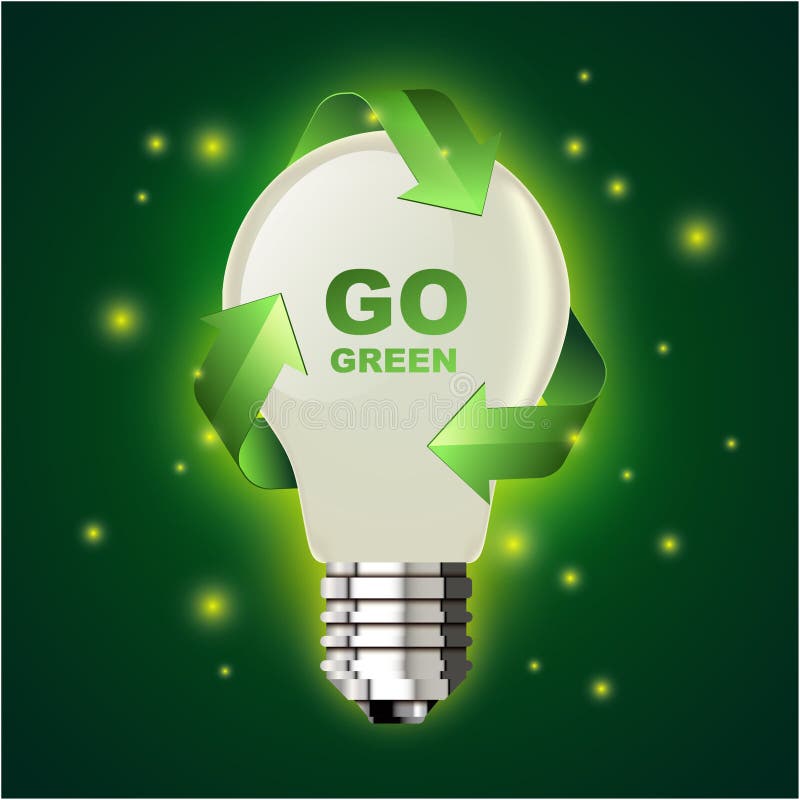 Go green illustration stock vector. Illustration of lightbulb - 83682517
