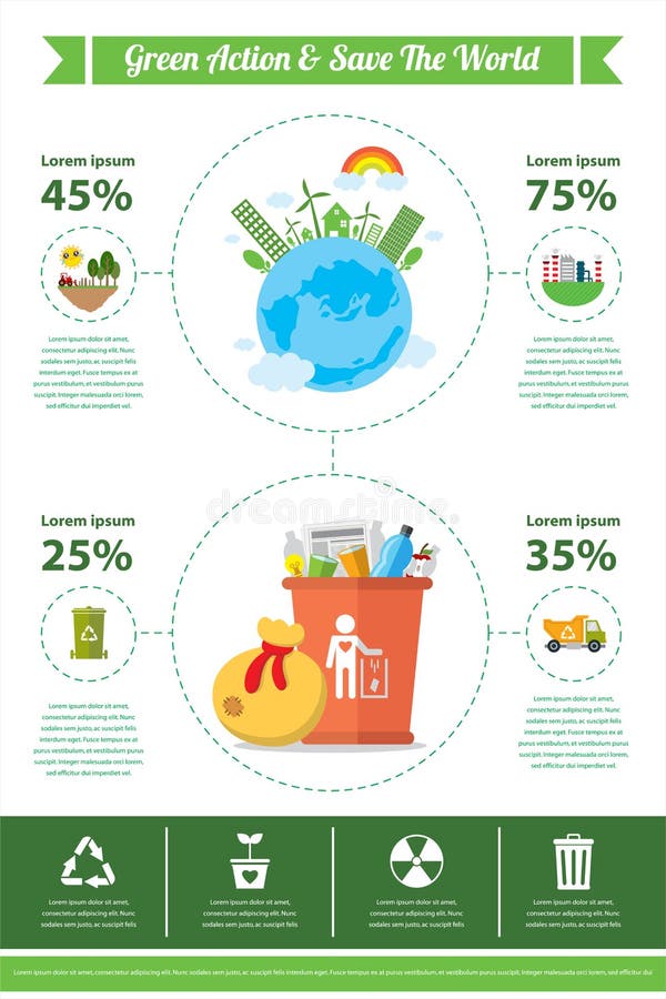 Go green infographic stock vector. Illustration of garbage - 91228707