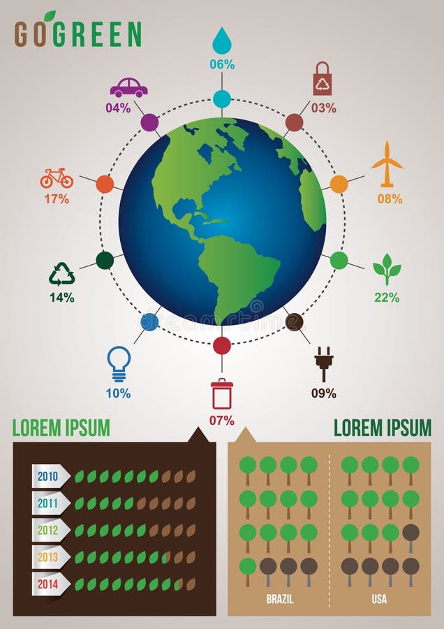 Go Green Infographic. Vector Illustration Decorative Design Stock ...