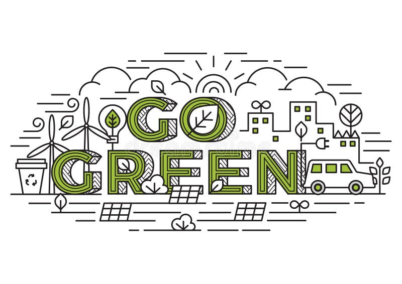Go Green Lettering Design. Vector Illustration Decorative Design Stock ...