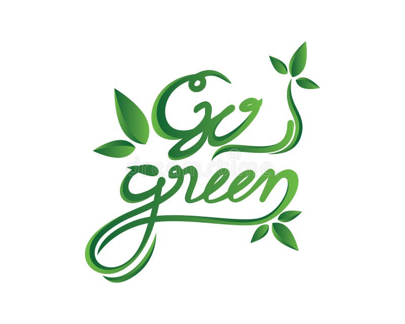 Go Green Logotype Combined with Tendrils and Leaves Stock Vector ...