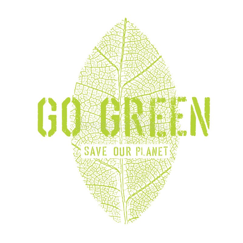Go Green Poster with Leaf Symbol Stock Vector - Illustration of design ...