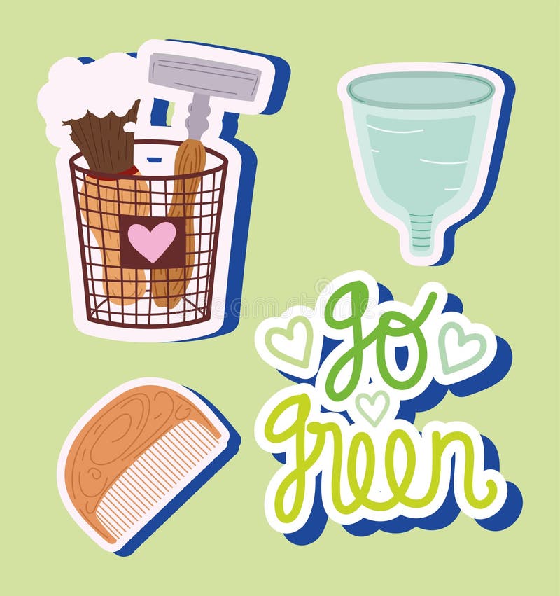 Go Green Reusable Containers Stock Vector - Illustration of environment ...