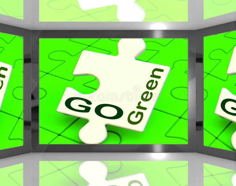 Go Green on Screen Showing Protecting the Planet Stock Illustration ...